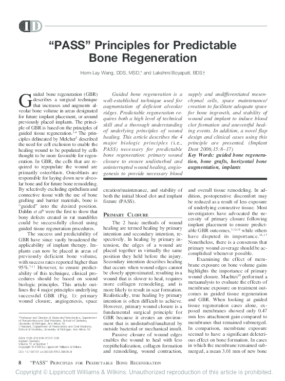 (PDF) "PASS" Principles for Predictable Bone Regeneration