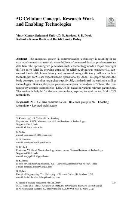 (PDF) 5G Cellular: Concept, Research Work and Enabling Technologies
