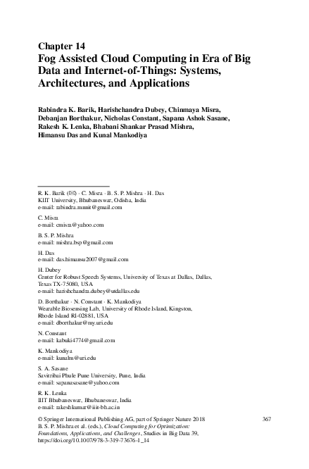 (PDF) Fog Assisted Cloud Computing in Era of Big Data and Internet-of-Things: Systems ...