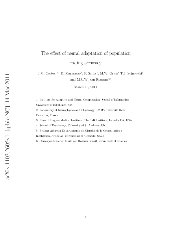 (PDF) The effect of neural adaptation on population coding accuracy