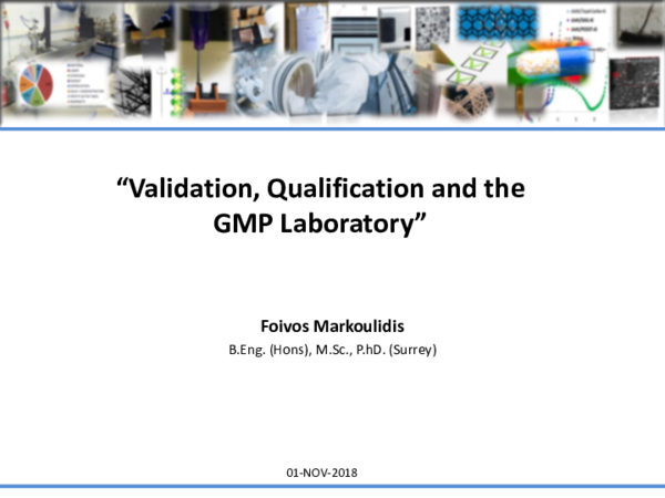 (PDF) Validation, Qualification and the GMP Laboratory