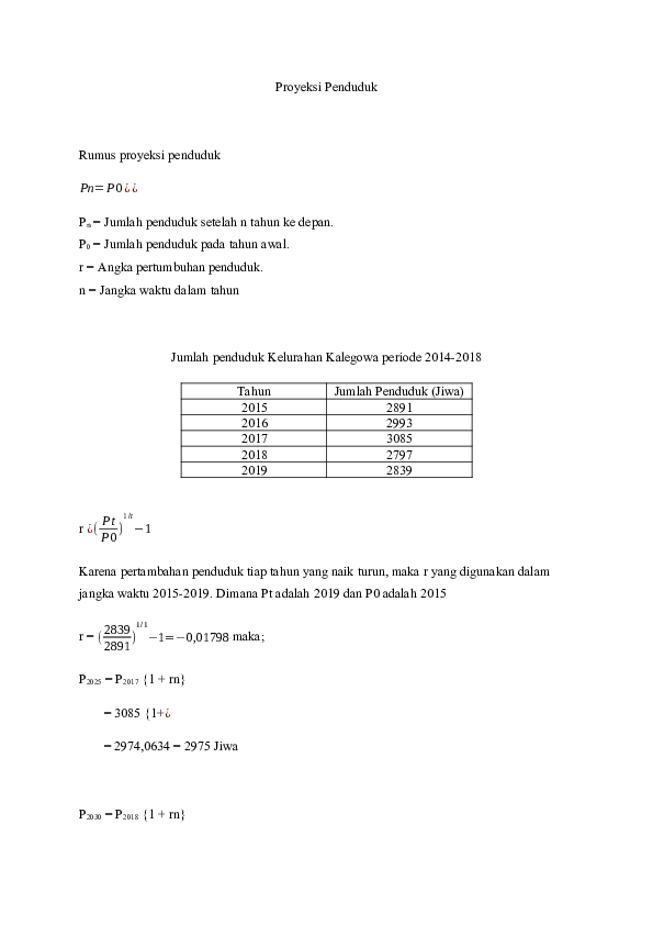 Rumus Proyeksi Penduduk PDF