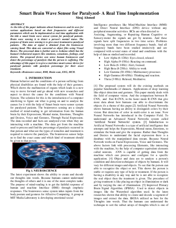 (PDF) Smart Brain Wave Sensor for Paralyzed-A Real Time Implementation
