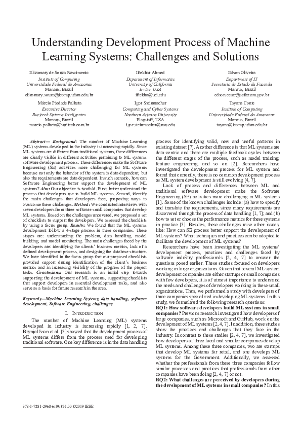 (PDF) Understanding Development Process of Machine Learning Systems ...