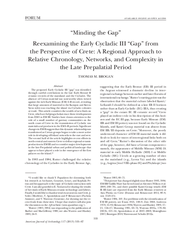 (PDF) "Minding the Gap" Reexamining the Early Cycladic III "Gap" from ...