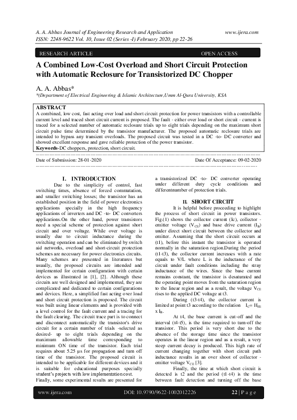 (PDF) A Combined Low-Cost Overload and Short Circuit Protection with ...