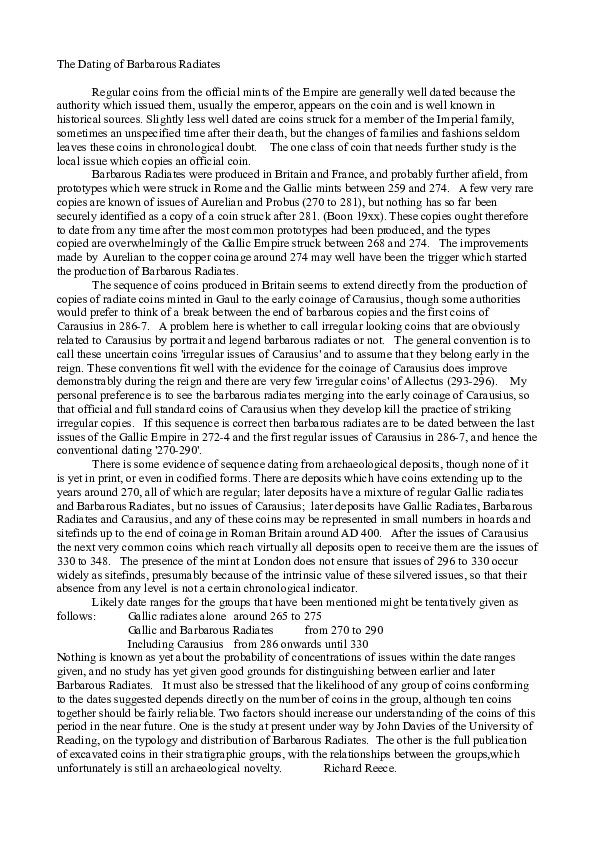 (DOC) The Dating of Barbarous Radiates