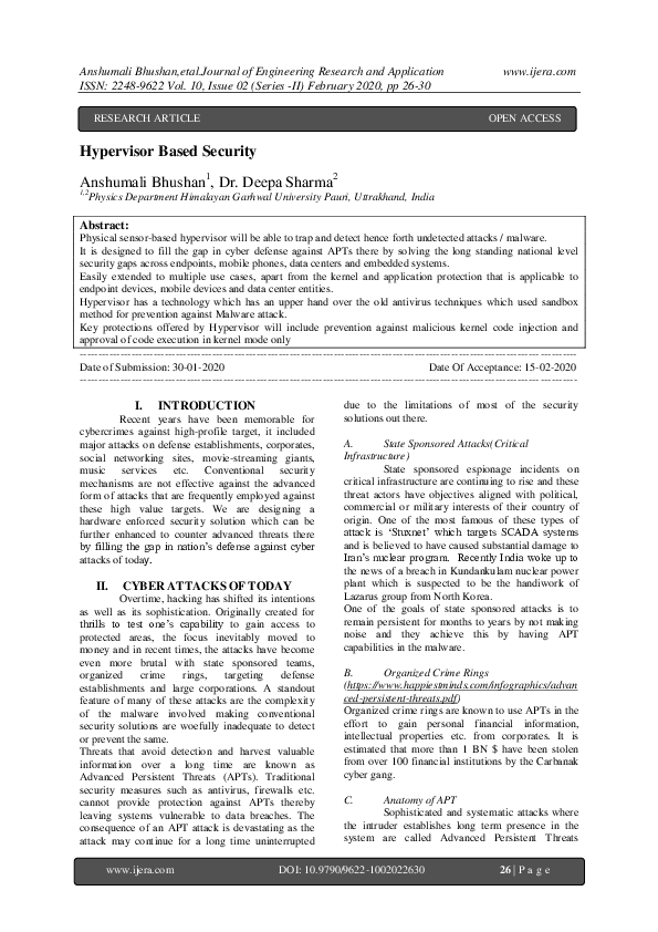 (PDF) Hypervisor Based Security
