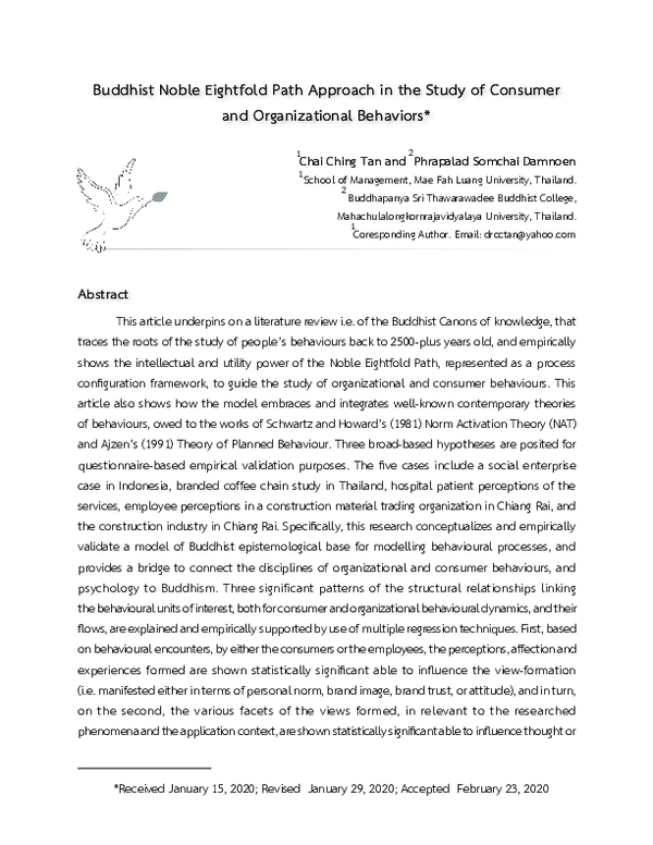 (PDF) Buddhist Noble Eightfold Path Approach in the Study of Consumer ...