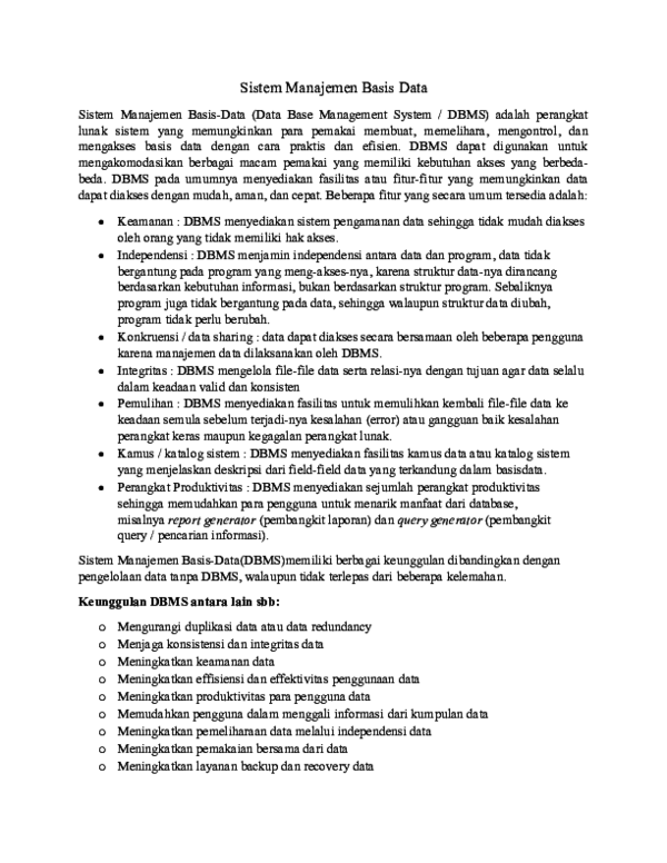 (DOC) SISTEM MANAJEMEN BASIS DATA | Habib Soleh - Academia.edu