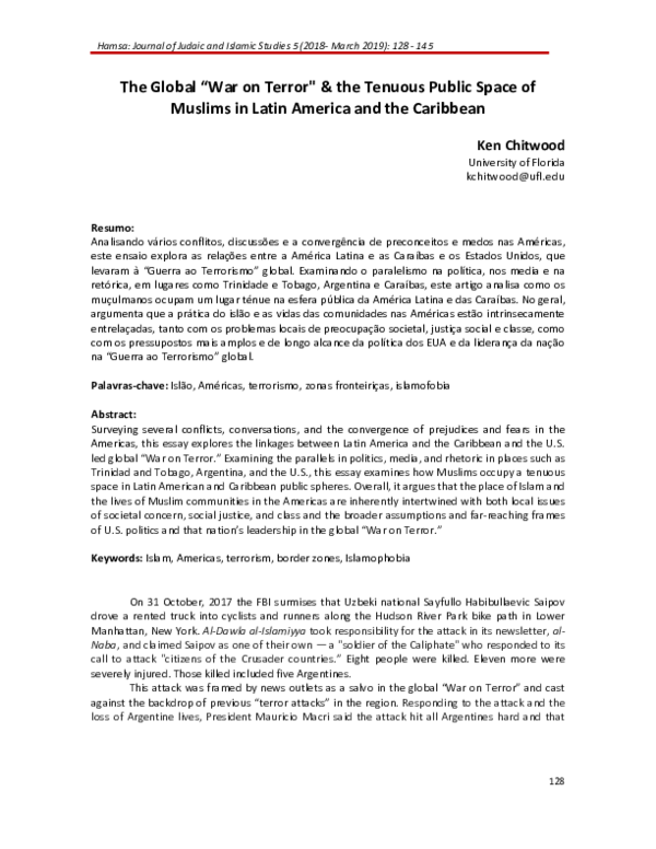 (PDF) The Global "War on Terror" & the Tenuous Public Space of Muslims ...