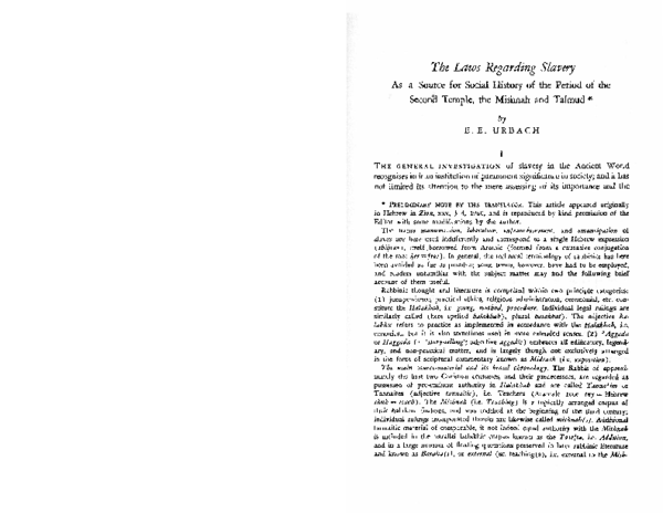 (PDF) Ephraim E. Urbach, “The Laws Regarding Slavery as a Source for Social History of the ...