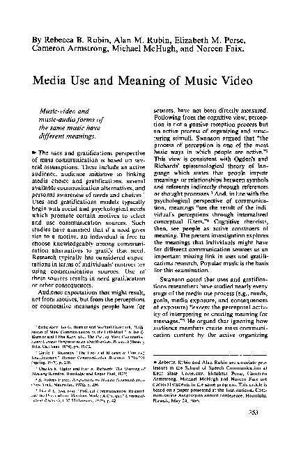 (PDF) Media Use and Meaning of Music Video