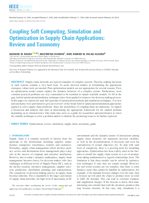 (PDF) Coupling Soft Computing, Simulation and Optimization in Supply Chain Applications: Review ...