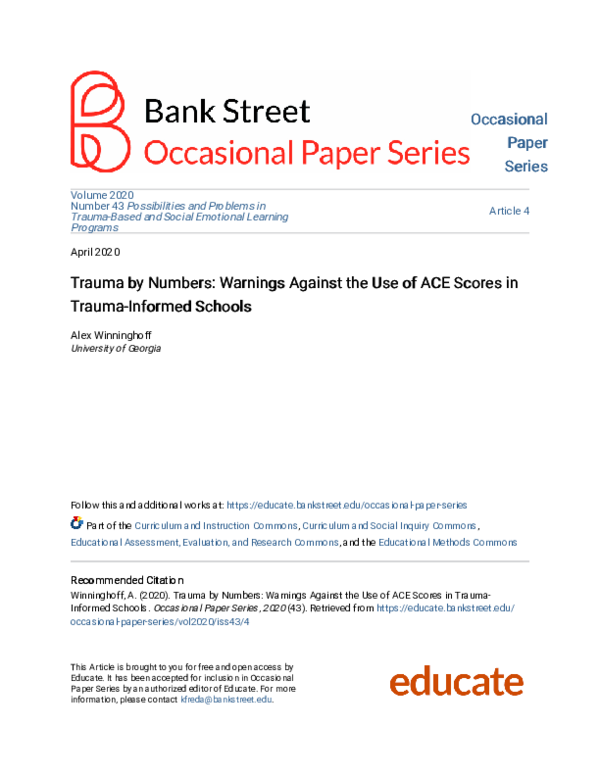 (PDF) Trauma by Numbers: Warnings Against the Use of ACE Scores in ...