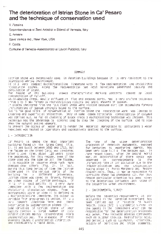 (PDF) 41-The deterioration of Istrian stone in Ca' Pesaro and the ...