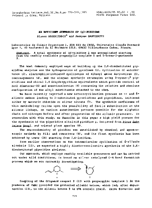 (PDF) An efficient synthesis of (±)-pinidine