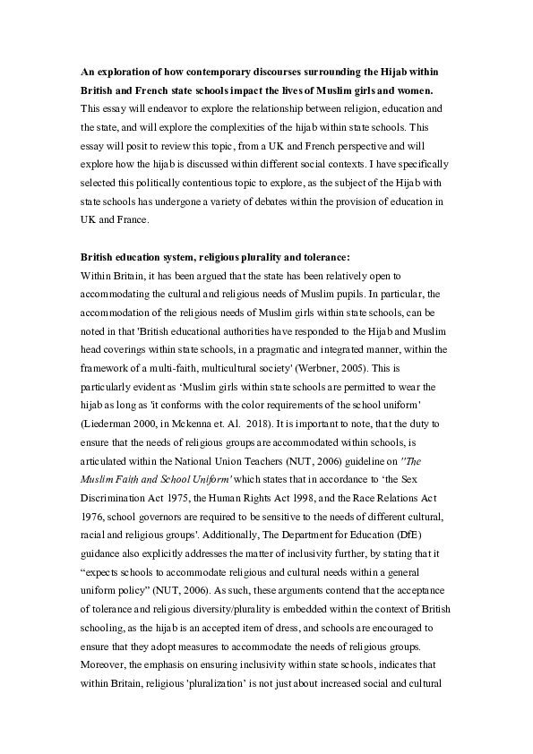 (PDF) An exploration of contemporary discourses surrounding the Hijab ...