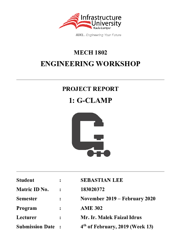 (PDF) Mechanical Workshop Machining - Simple G-Clamp
