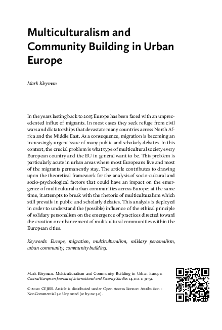 (PDF) Multiculturalism and Community Bulding in Urban Europe