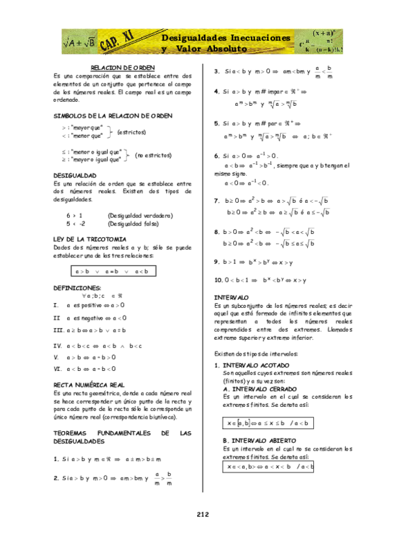 (PDF) Desigualdades Inecuaciones y Valor Absoluto