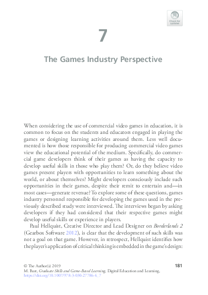 (PDF) The Games Industry Perspective