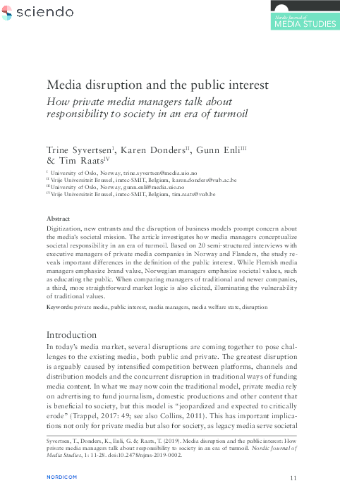 (PDF) Media disruption and the public interest: How private media ...