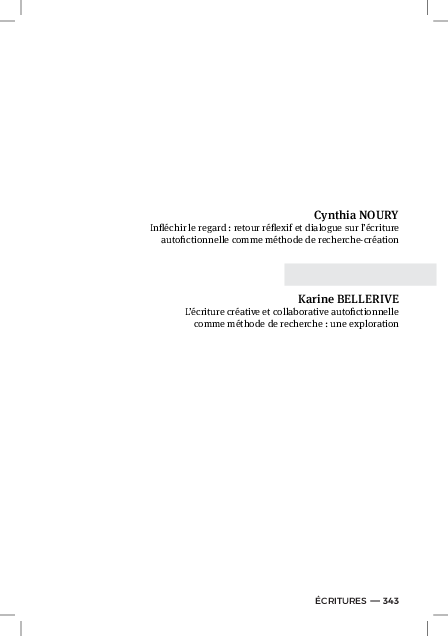 (PDF) Infléchir le regard : Retour réflexif et dialogue sur l’écriture ...