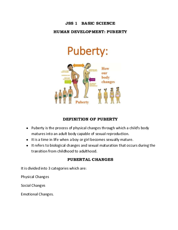 (PDF) JSS 1 BASIC SCIENCE-HUMAN DEVELOPMENT(PUBERTY)