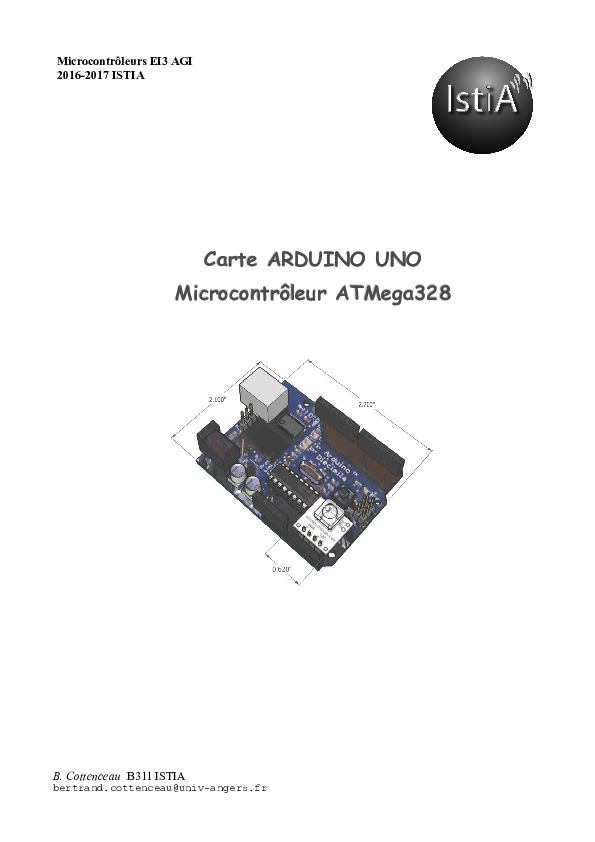 Pdf Microcontrôleurs Ei3 Agi 2016 2017 Istia Carte Arduino Uno Carte Arduino Uno