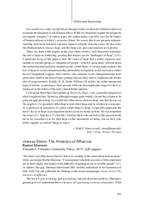 (PDF) Review of Rachel Sherman, "Uneasy Street: The Anxieties of ...