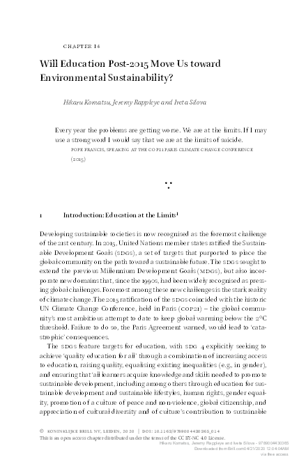 (PDF) Education Post-2015 and Environmental Sustainability (SDG 4)