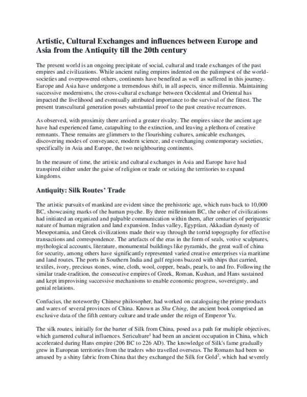 (PDF) Artistic, Cultural Exchanges and influences between Europe and ...