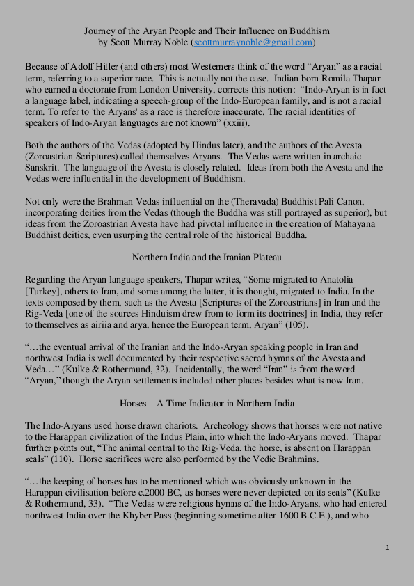 (PDF) Journey of the Aryan People and Their Influence on Buddhism