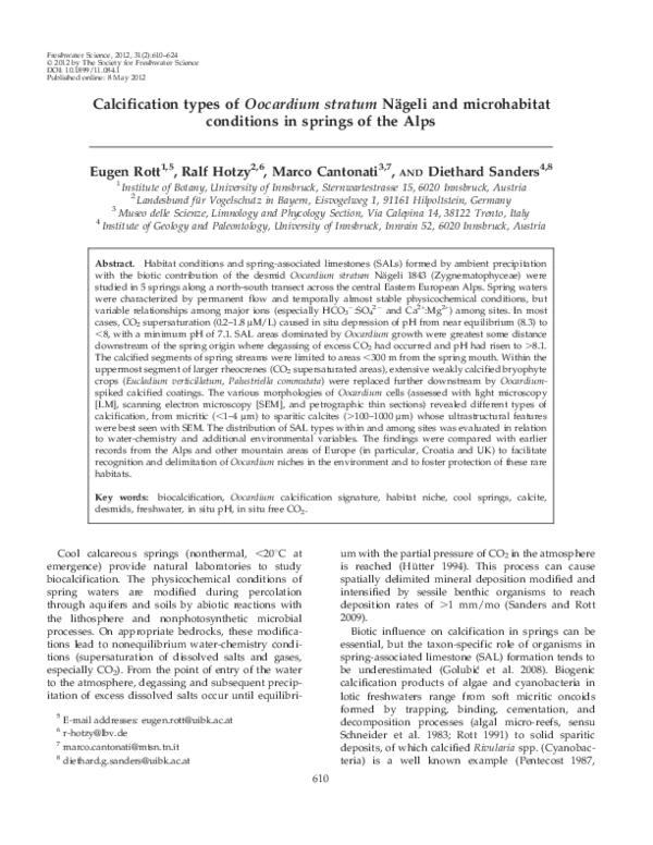 (PDF) Calcification types of Oocardium stratum Nägeli and microhabitat ...