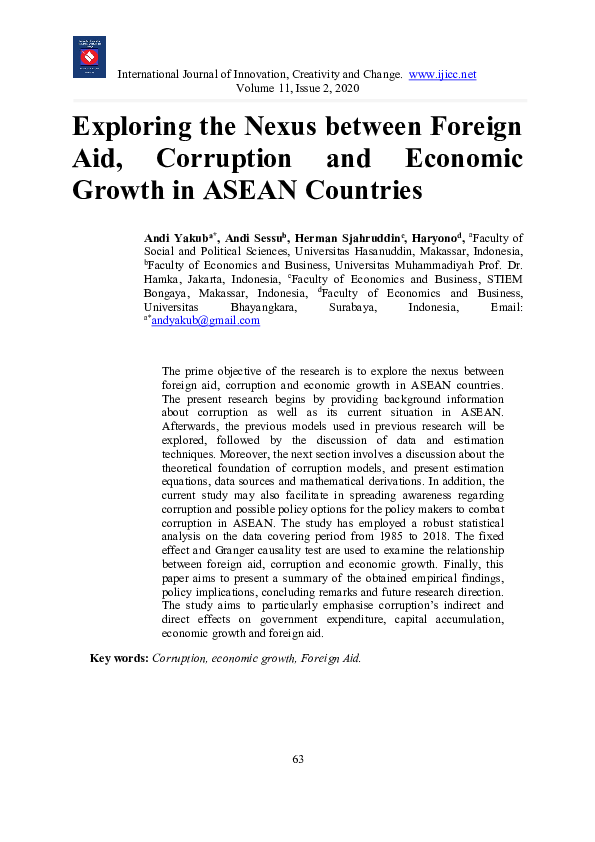 (PDF) Exploring the Nexus between Foreign Aid, Corruption and Economic ...