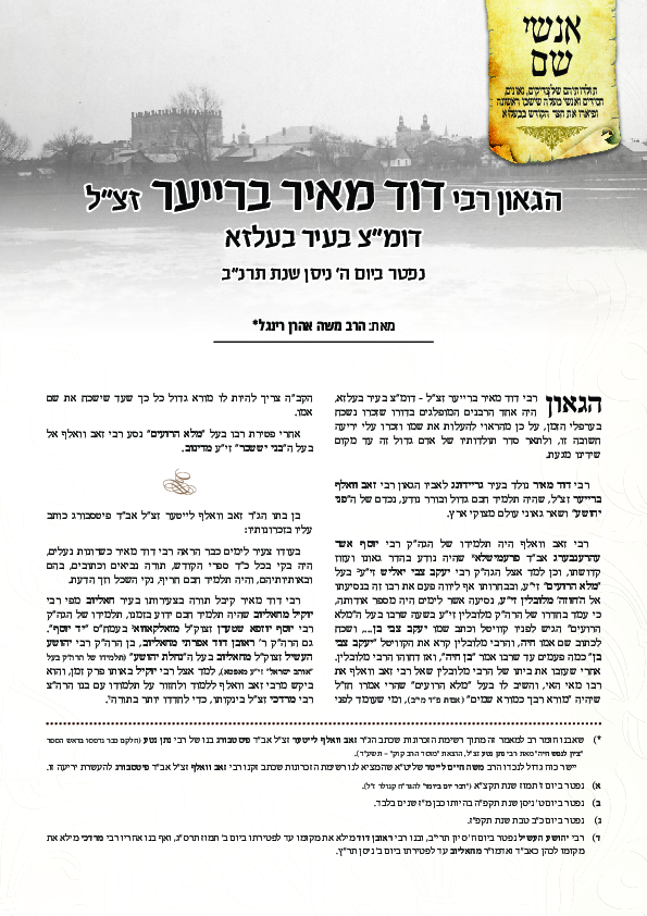 (PDF) רבי דוד ברייער זצ"ל - דומ"צ בעיר בעלזא