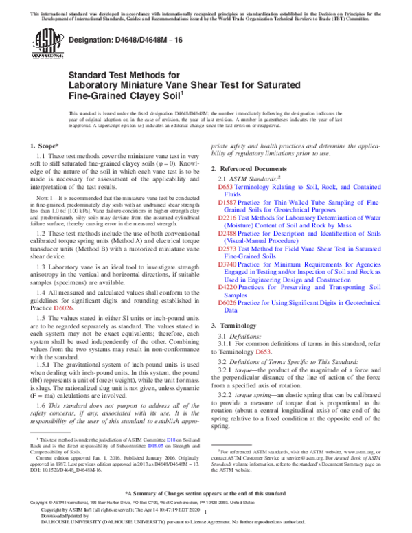 (PDF) Standard Test Methods for Laboratory Miniature Vane Shear Test ...