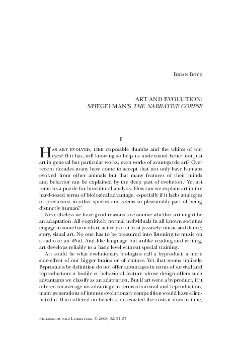 (PDF) "Art and Evolution: Spiegelman's The Narrative Corpse"