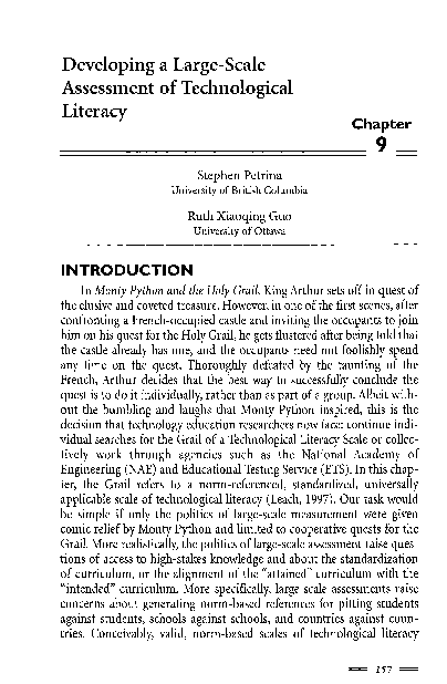 (PDF) Developing a Large-Scale Assessment of Technological Literacy