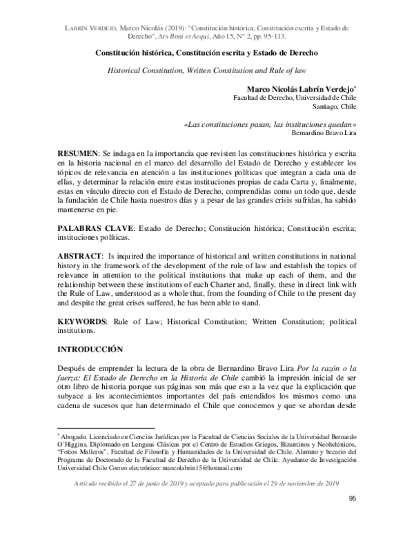 (PDF) Constitución histórica, Constitución escrita y Estado de Derecho