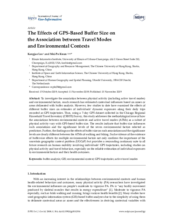 (PDF) The Effects of GPS-Based Buffer Size on the Association between ...