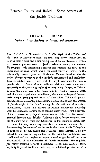 (PDF) Ephraim E. Urbach, “Between Rulers and Ruled: Some Aspects of the ...