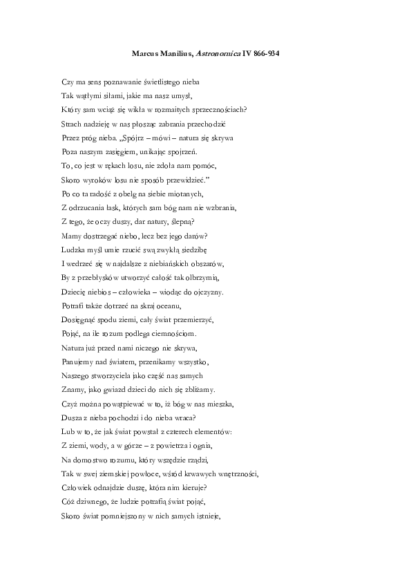 (PDF) Marcus Manilius Astronomica IV 866-934