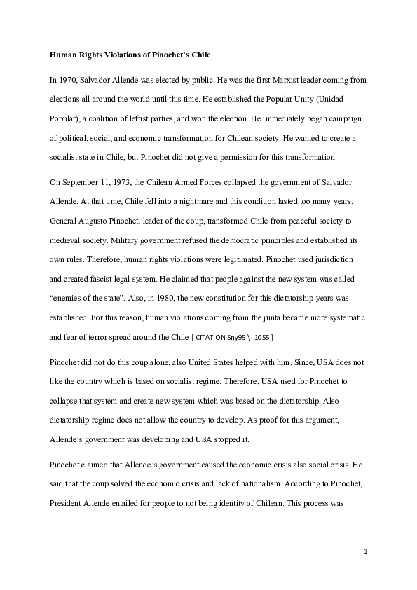 (DOC) Human Rights Violations of Pinochet's Chile