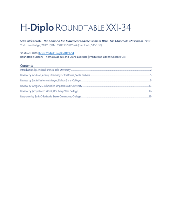 (PDF) Review of Seth Offenbach. The Conservative Movement and the ...