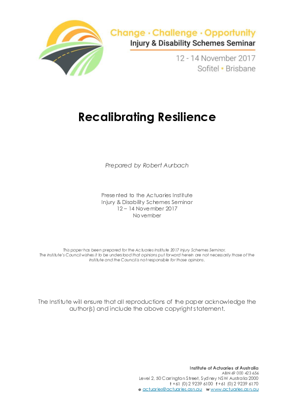 (PDF) Recalibrating Resilience