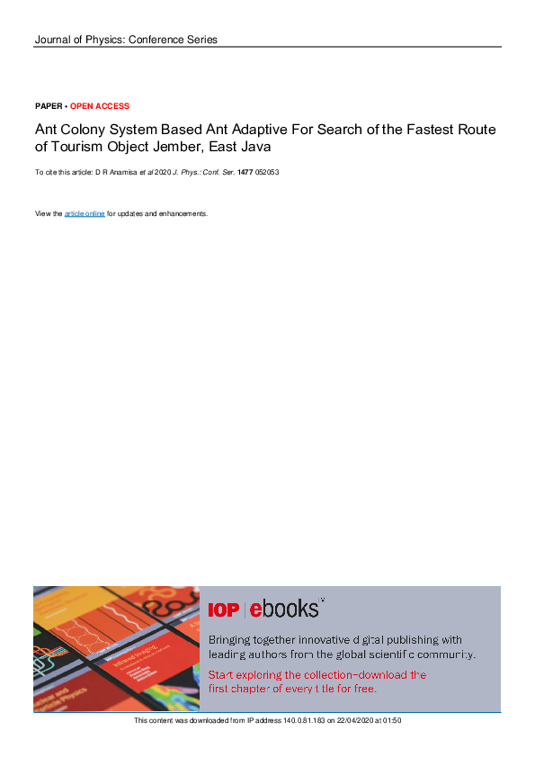 (PDF) Ant Colony System Based Ant Adaptive For Search of the Fastest ...