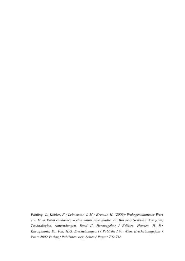 (PDF) Wahrnehmung des Wertbeitrags von Informationstechnologie in deutschen Krankenh usern eine ...