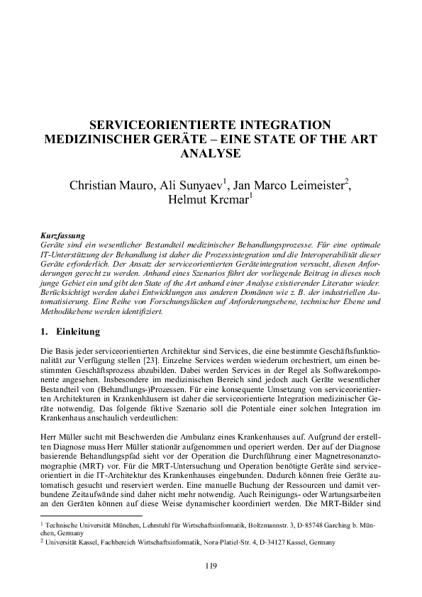 (PDF) Service-orientierte Integration medizinischer Ger te-eine State of the Art Analyse